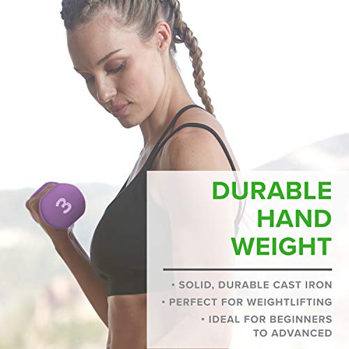 Dumbbell Hand Weight 10 lb - Neoprene Coated Exercise & Fitness Dumbbell for Home Gym Equipment Workouts Strength Training Free Weights for Women, Men (10 Pound, Blue)