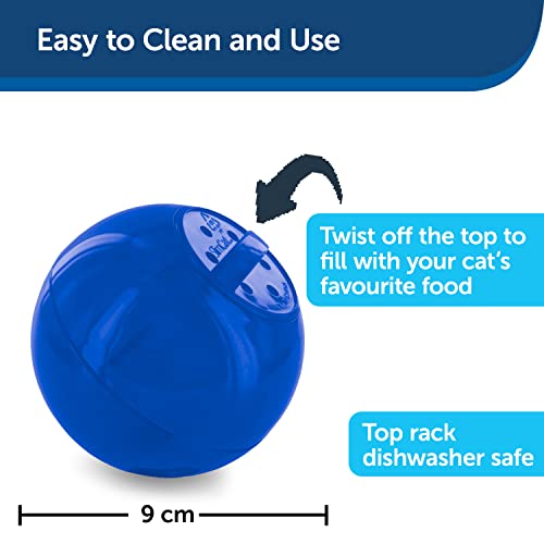 PetSafe SlimCat Meal-Dispensing Cat Toy, Great for Food or Treats, Blue, for All Breed Sizes