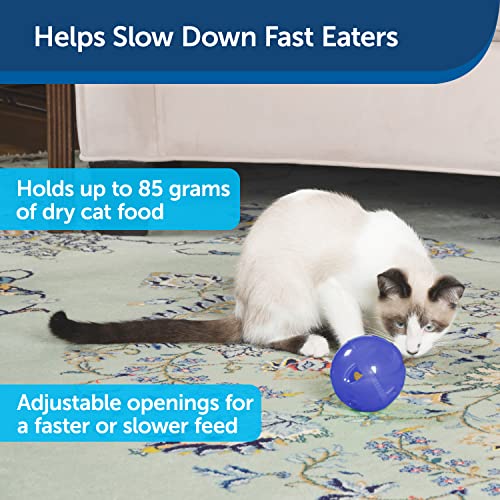 PetSafe SlimCat Meal-Dispensing Cat Toy, Great for Food or Treats, Blue, for All Breed Sizes