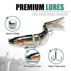 TRUSCEND Fishing Lures for Bass Trout Multi Jointed Swimbaits Slow Sinking Bionic Swimming Lures Bass Freshwater Saltwater Bass Lifelike Fishing Lures Kit