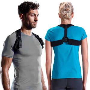 gaiam restore posture corrector for women & men, back straightener with adjustable breathable mesh padded straps