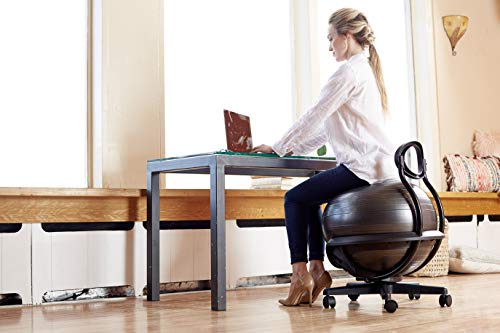 Gaiam Ultimate Balance Ball Chair - Premium Exercise Stability Yoga Ball Ergonomic Chair for Home and Office Desk with Reinforced Base, Air Pump, Exercise Guide, Black