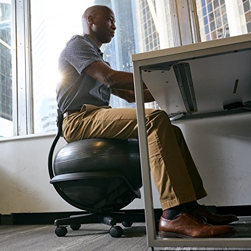 Gaiam Ultimate Balance Ball Chair - Premium Exercise Stability Yoga Ball Ergonomic Chair for Home and Office Desk with Reinforced Base, Air Pump, Exercise Guide, Black