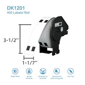 Labelebal Compatible 1-1/7" x 3-1/2"(29mm x 89mm) Direct Thermal Labels Replacement for DK-1201 Shipping Mailing Postage Address Compatible for Brother QL Printer (12 Rolls + 1 Frame, 400 Labels/Roll)