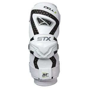 stx lacrosse cell v arm guards, white, large, pair