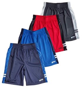 stx boys’ big athletic short, classic style black, 10/12