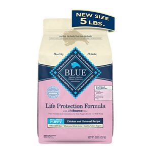 blue buffalo life protection formula natural puppy small breed dry dog food, chicken and oatmeal 5-lb trial size bag