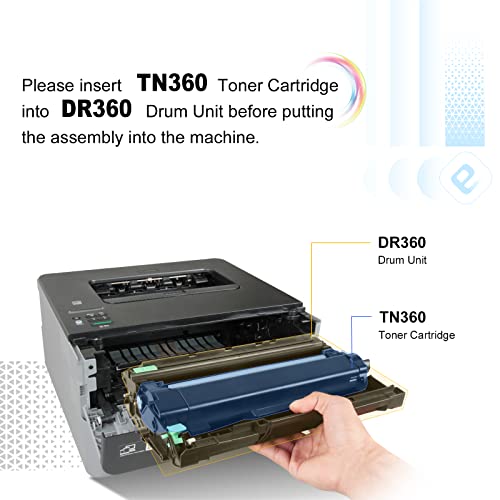 TESEN DR360 TN360 Compatible Drum and Toner Replacement for Brother DR360 TN360 (1Drum + 2Toner) Work with DCP-7030, DCP-7040, HL-2140, HL-2170W, MFC-7340, MFC-7345N, MFC-7440N, MFC-7840W Series