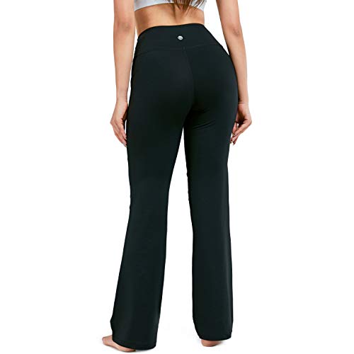 28"/30"/32"/34" Inseam Women's Bootcut Yoga Pants Long Bootleg High-Waisted Flare Pants with Pockets BlackFlare_30_Medium Black