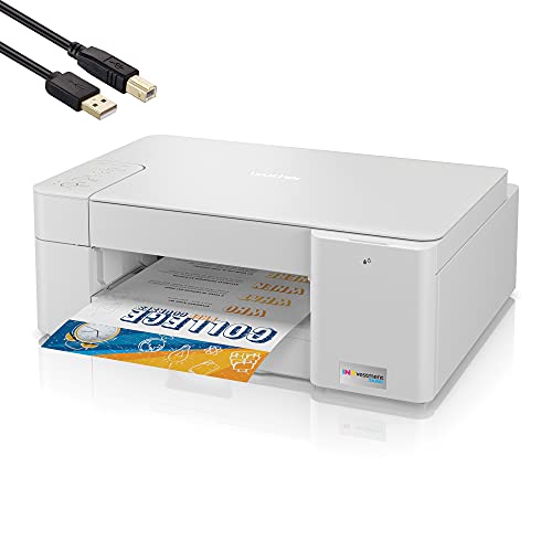 Brother MFC-J1215W INKvestment Tank Wireless All-in-One Color Inkjet Printer for Home Office - Print, Copy, Scan - 16 ppm, 1200 x 600 dpi, Voice Control, 150 Sheets - BROAGE 4 Feet Printer Cable