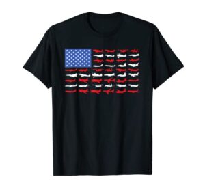 pilot airplane american flag plane aviation t-shirt