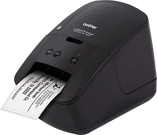 Brother QL-600 Economic Desktop Label Printer, Black - Wired USB Connectivity - up to 2.4" Wide, 300 x 600 dpi, 44Labels Per Minute, Automatic Cutter Label Maker for Home and Office