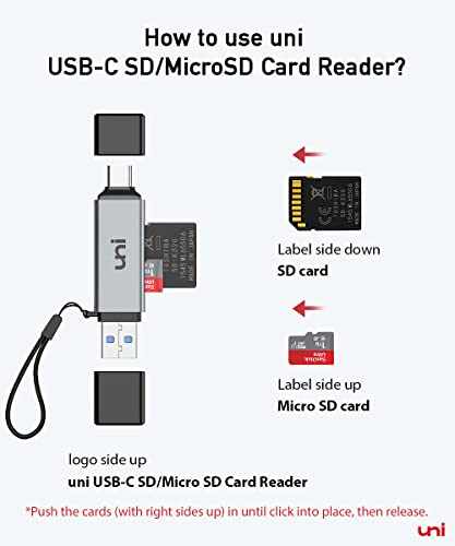 SD Card Reader, uni USB C Memory Card Reader Adapter USB 3.0, Supports SD/Micro SD/SDHC/SDXC/MMC [Card Not Included], Compatible for MacBook Pro, MacBook Air, iPad Pro 2018, Galaxy S21