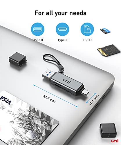 SD Card Reader, uni USB C Memory Card Reader Adapter USB 3.0, Supports SD/Micro SD/SDHC/SDXC/MMC [Card Not Included], Compatible for MacBook Pro, MacBook Air, iPad Pro 2018, Galaxy S21