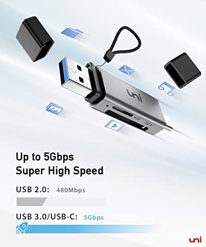 SD Card Reader, uni USB C Memory Card Reader Adapter USB 3.0, Supports SD/Micro SD/SDHC/SDXC/MMC [Card Not Included], Compatible for MacBook Pro, MacBook Air, iPad Pro 2018, Galaxy S21