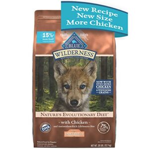 blue buffalo wilderness high protein natural large breed puppy dry dog food plus wholesome grains, chicken 28 lb bag