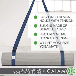 Gaiam Easy-Cinch Yoga Mat Sling, Navy, 1 Count (Mat Not Included)