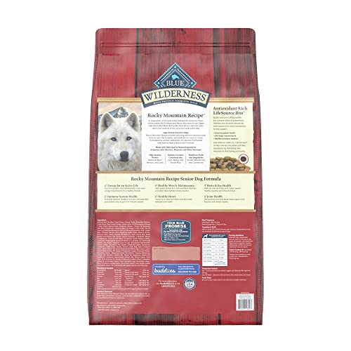 Blue Buffalo Wilderness Rocky Mountain Recipe High Protein, Natural Senior Dry Dog Food, Red Meat with Grain 28 lb Bag