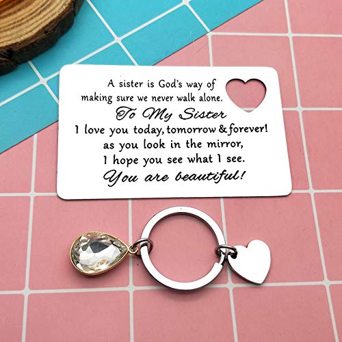 Sister Wallet Card Sister Gifts from Sister Brother, Soul Sisters Bestie Gift for Women, A Sister is God's Way of Making Sure We Never Walk Alone Gifts for My Little Big Sister Christmas Birthday Gift