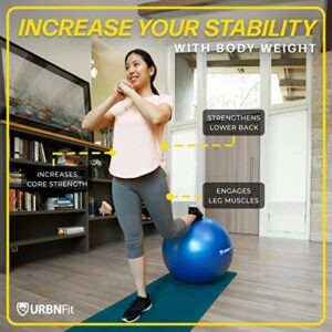 URBNFit Exercise Ball - Yoga Ball for Workout, Pilates, Pregnancy, Stability - Swiss Balance Ball w/Pump - Fitness Ball Chair for Office, Home Gym, Labor- Blue, 26 in