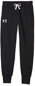 under armour womens rival fleece joggers , black (001)/white , large