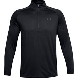 under armour men’s tech 2.0 1/2 zip-up long sleeve t-shirt , black (001)/charcoal , large