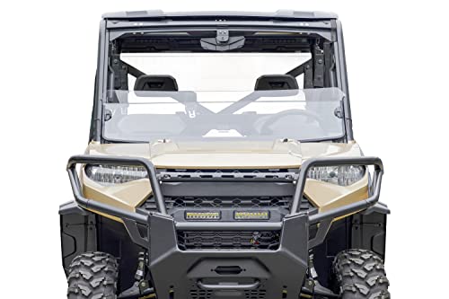 SAUTVS Front Mesh Grill for Ranger XP 1000 18-23, Waterproof Black Mesh Grille with LED Light Bar for Polaris Ranger XP 1000 2018-2023 Accessories (1PCS)