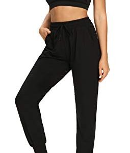 FULLSOFT Sweatpants for Women-Womens Joggers with Pockets Lounge Pants for Yoga Workout Running Black