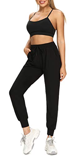 FULLSOFT Sweatpants for Women-Womens Joggers with Pockets Lounge Pants for Yoga Workout Running Black