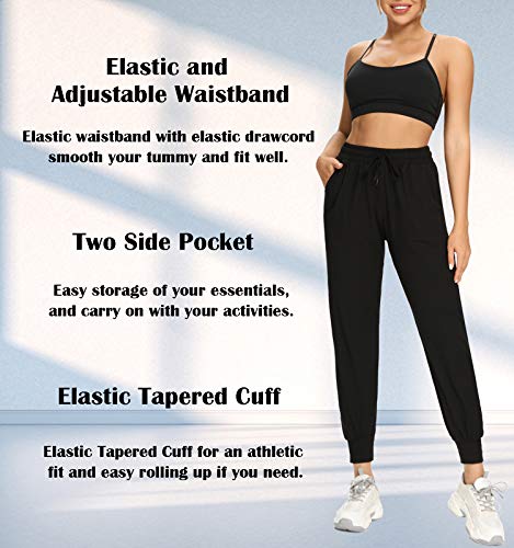 FULLSOFT Sweatpants for Women-Womens Joggers with Pockets Lounge Pants for Yoga Workout Running Black