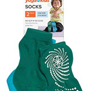 Gaiam Kids Yoga Socks (Pack of 2), Green/Blue