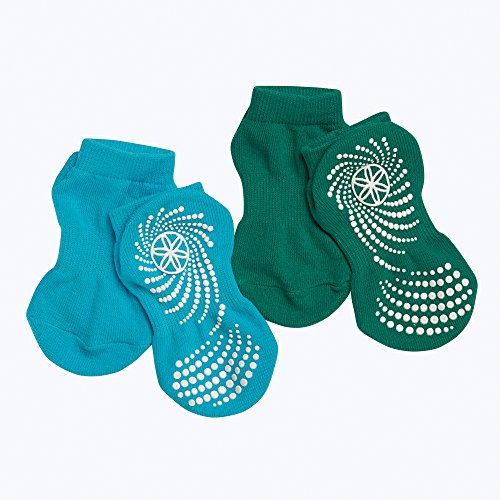 Gaiam Kids Yoga Socks (Pack of 2), Green/Blue