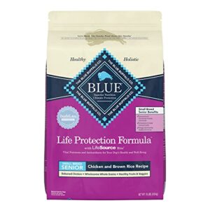 blue buffalo life protection formula natural senior small breed dry dog food, chicken and brown rice 15-lb