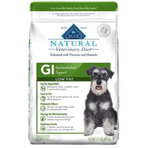 blue buffalo natural veterinary diet gi gastrointestinal support low fat dry dog food, whitefish 22-lb bag