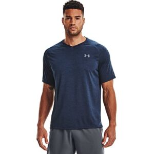 under armour men’s tech 2.0 v-neck short-sleeve t-shirt , academy blue (408)/steel , large