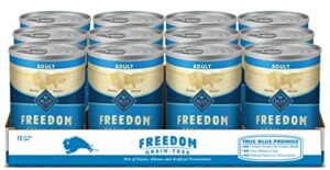 blue buffalo freedom grain free natural adult wet dog food, chicken 12.5oz cans (pack of 12)