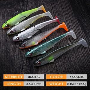 TRUSCEND Fishing Lures for Bass Trout Jighead Lures Paddle Tail Swimbaits Soft Fishing Baits Freshwater Saltwater Jigging Bass Fishing Gear for Men