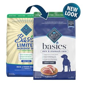 Blue Buffalo Basics Skin & Stomach Care, Grain Free Natural Adult Dry Dog Food, Duck & Potato 22-lb