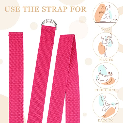 6 Pcs Yoga Strap for Stretching 8 Ft Yoga Exercise Adjustable Straps Yoga Bands with Safe Adjustable D Ring Buckle for Pilates Gym Workouts Yoga Fitness Improves Sitting Posture (Bright Color)