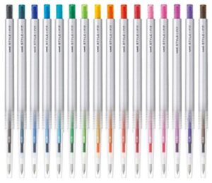 uni-ball stylefit retractable gel ink pen (umn-139-28), slim & stylish body, 0.28 mm, 16 color set