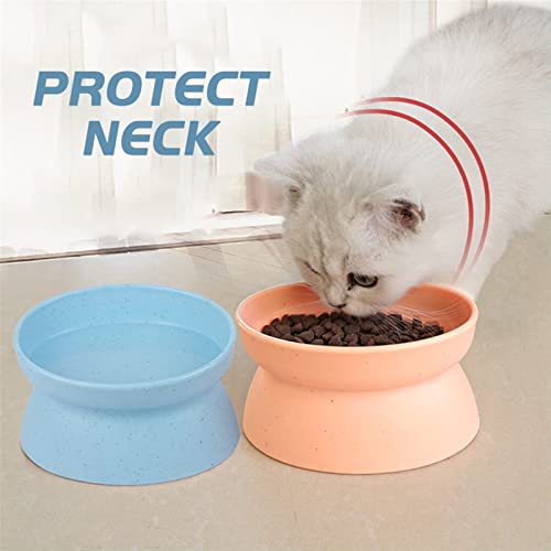 FUUIE Bowls for Food and Water High-Foot Pet Bowl Neck-Protecting Pet Feeder (Color : Blue)