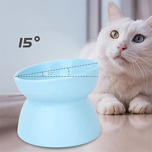 FUUIE Bowls for Food and Water High-Foot Pet Bowl Neck-Protecting Pet Feeder (Color : Blue)