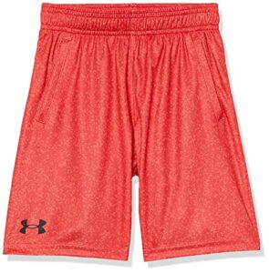 under armour boys’ renegade 3.0 printed shorts , red (600)/black , youth medium