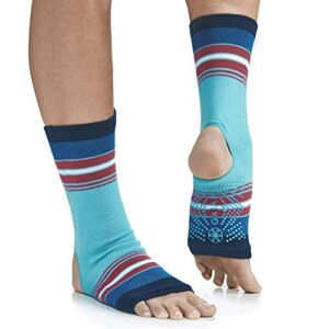 gaiam yoga sock anklets – grippy leg warmer ankle socks for yoga, barre, pilates, dance, aerobics – bermuda blue