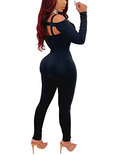 Uni Clau Women's Sexy See Through Jumpsuit Sheer Mesh Hollow Out Criss Cross Bodycon Jumpsuits One Piece Club Rompers Black XL