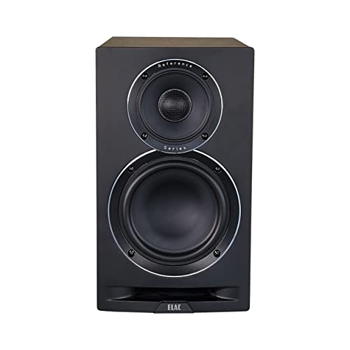 ELAC Uni-Fi Reference 3-Way 6-1/2" Bookshelf Speakers, Pair of Bookshelf Speakers System for Home Entertainment, Black Baffle with Walnut Sides