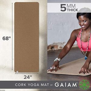 Gaiam Yoga Mat Cork - Great for Hot Yoga, Pilates (68-Inch x 24-Inch x 5mm Thick)