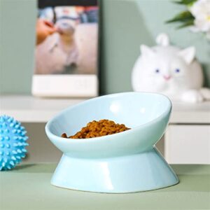 FUUIE Bowls for Food and Water Pet Supplies Tall Slanted Mouth Pet Bowl (Color : Blue)