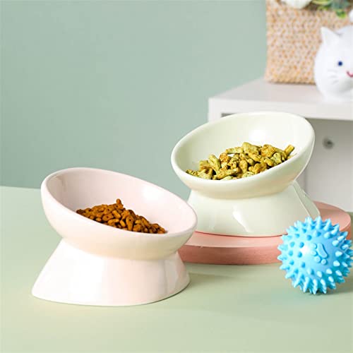 FUUIE Bowls for Food and Water Pet Supplies Tall Slanted Mouth Pet Bowl (Color : Blue)