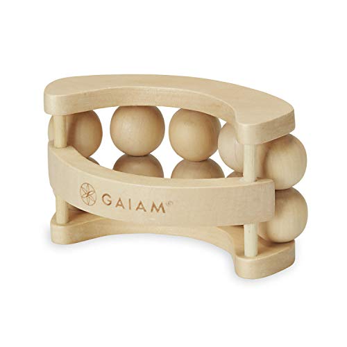 Gaiam Relax Massage Ball Roller - Handheld Wooden Total Body Massager for Back, Neck, Foot, Calf, Leg, Arm | Deep Tissue Massager Relief for Sore Muscles